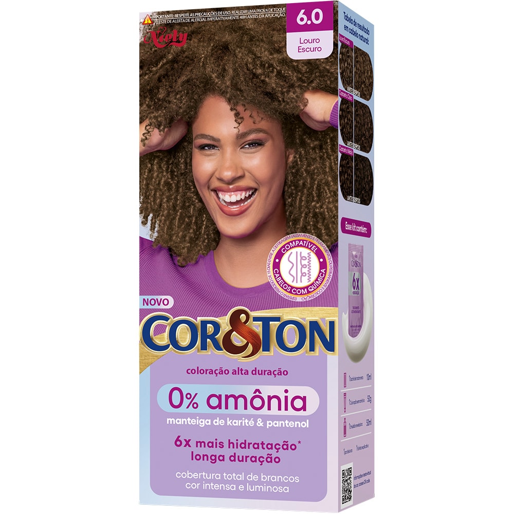 Tintura Cor&Ton Sem Amônia Louro Escuro 6.0 - Destro