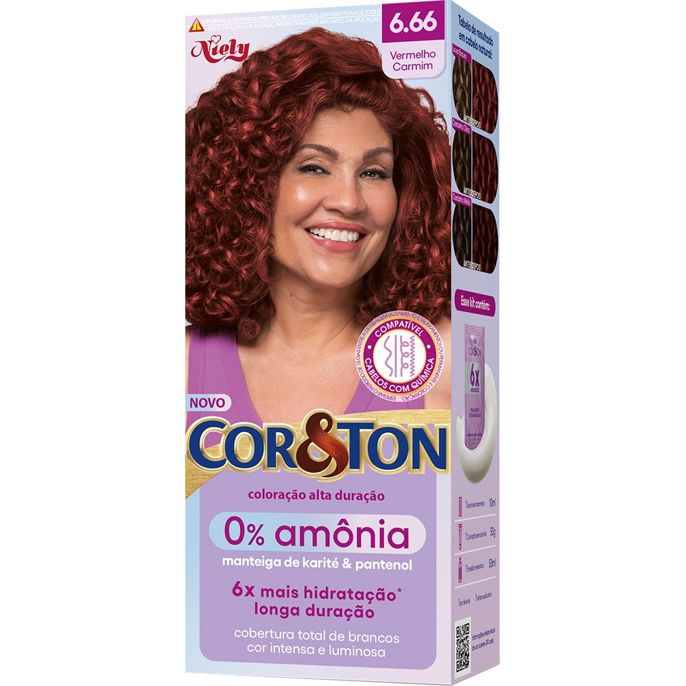 Tintura Cor&Ton Sem Amônia Vermelho Carmim 6.66 - Destro