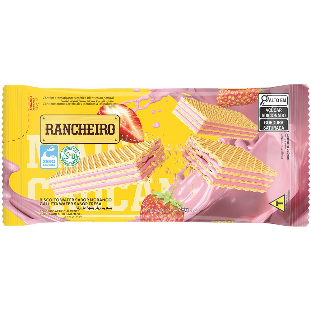 Wafer Rancheiro Sabor Morango 78g - Destro